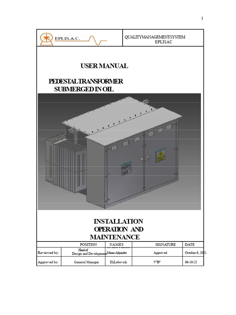 Pedestal Transformer User Manual | PDF | Transformer | Electricity