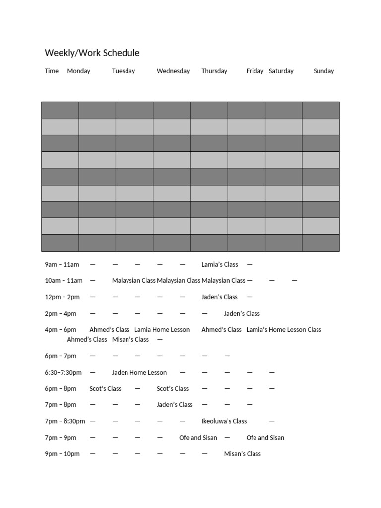 Weekly - Work SCH-WPS Office | PDF