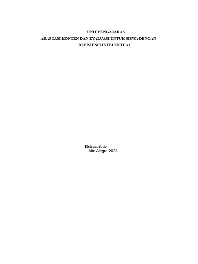 Rencana Pelajaran Untuk Siswa Dengan Kecacatan Intelektual Helena | PDF