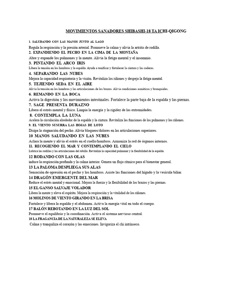 Movimientos Sanadores Shibashi-Qigong | PDF