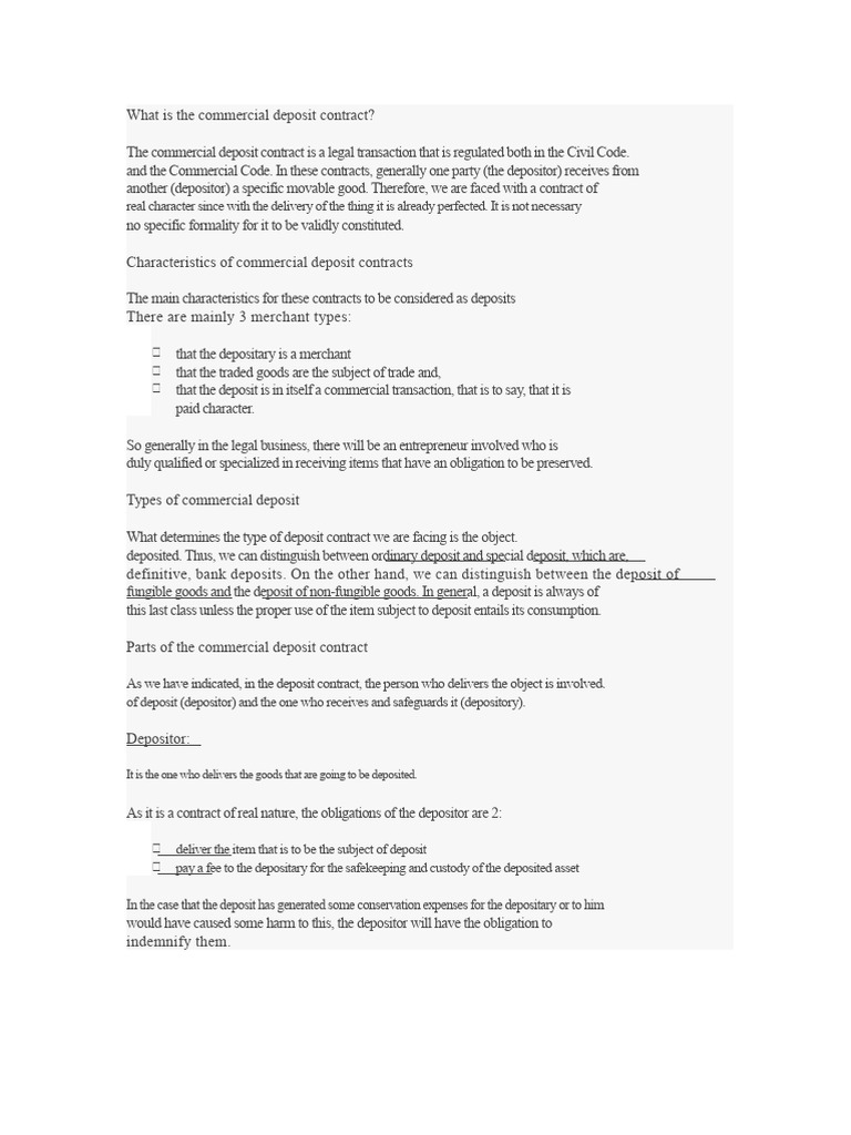 What Is The Commercial Deposit Contract? | PDF | Deposit Account | Banks