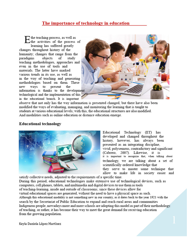 The Role of Technology in Education | PDF | Educational Technology ...