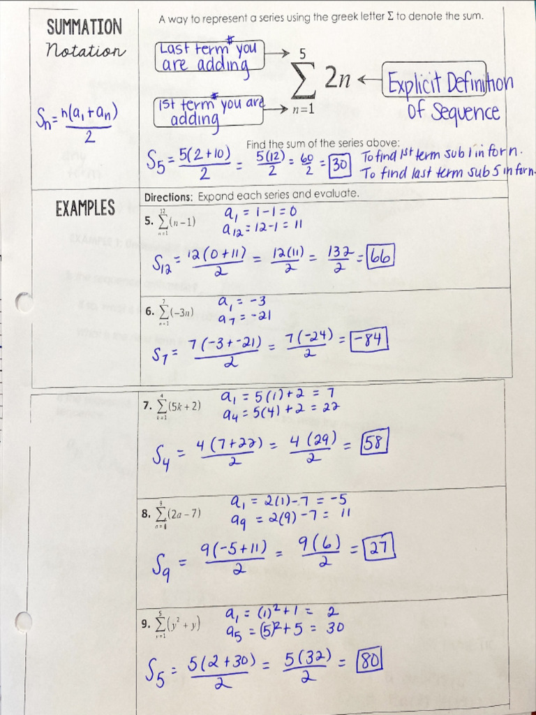 Summation Notation Notes | PDF