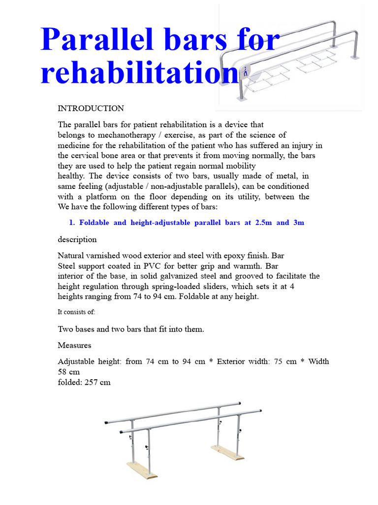 Parallel Bars for Patient Rehabilitation | PDF | Physical Therapy ...