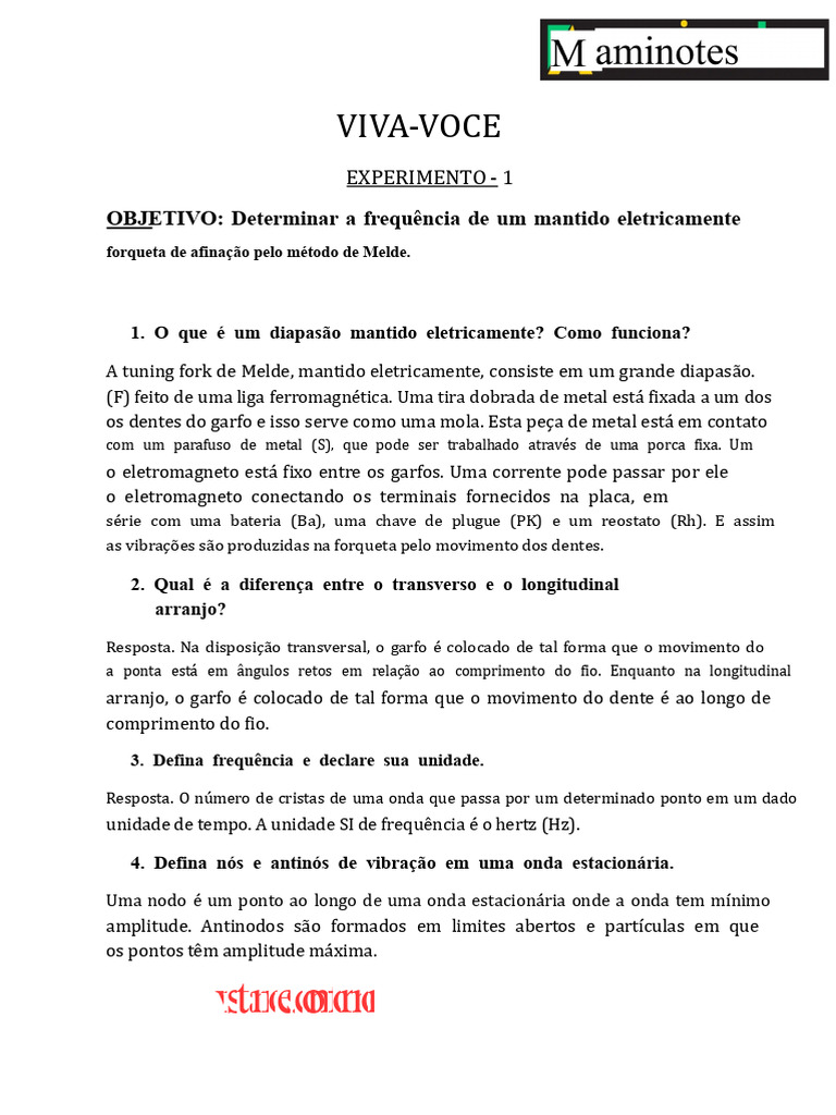 Física Aplicada 2 - VIVA VOCE PDF | PDF | Ondas | Harmônica