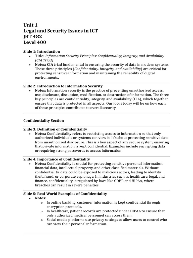 Legal and Security Issues in ICT Unit 1 | PDF | Information Security | Security
