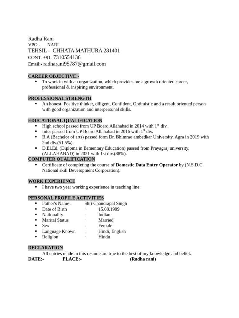 Radha Resume | PDF