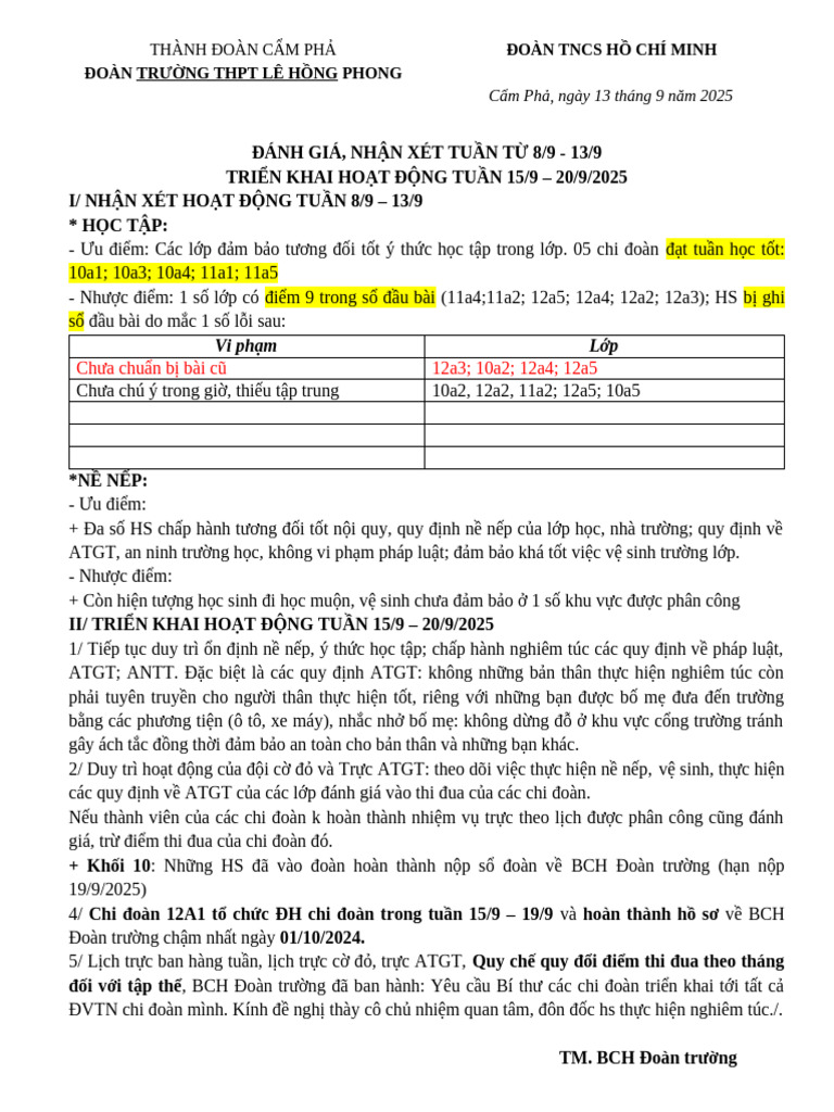 5.Nxet Tuần 16.9-21.9 Và Triển Khai KH Tuần 23.9-28.9 | PDF