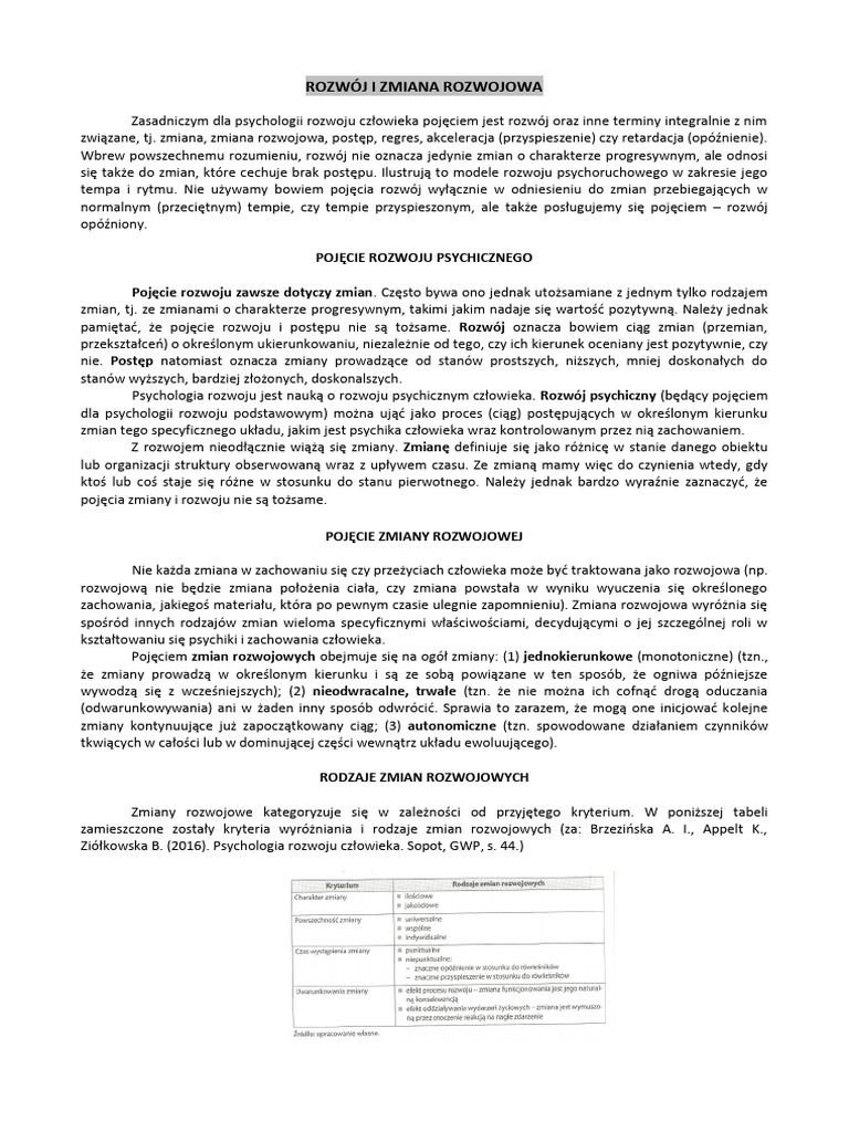 Rozwój, Zmiana Rozwojowa | PDF