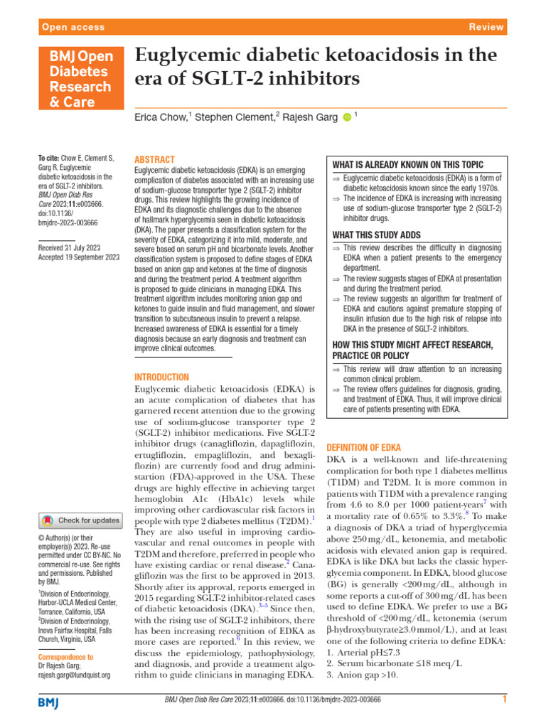 Euglycemic Diabetic Ketoacidosis Overview | PDF | Diabetes | Ketosis