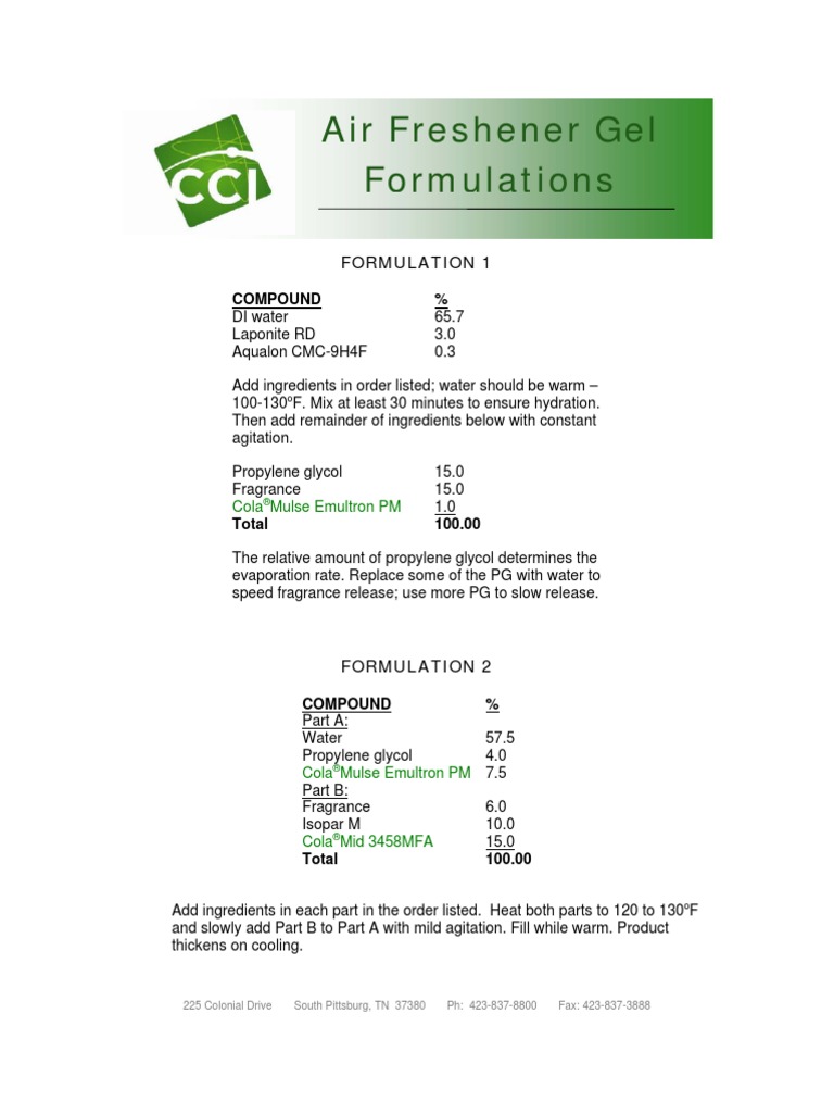 Air Freshener Gel Formulation Guide | PDF