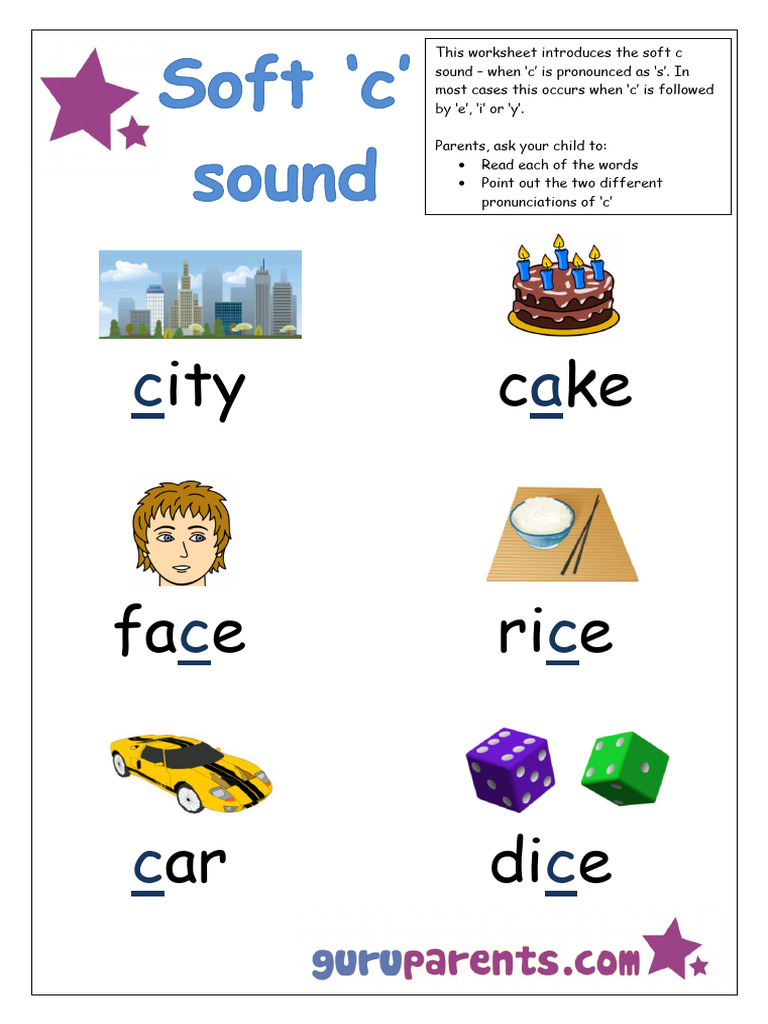 Preschool Letter Worksheet Soft C Sound | PDF