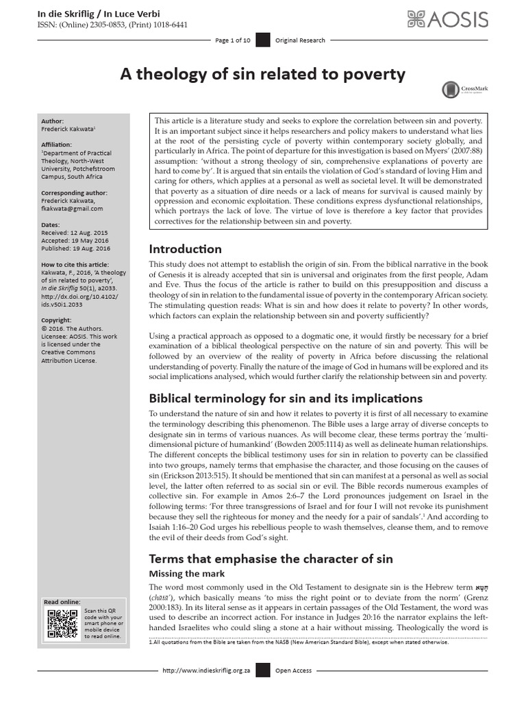 Theology of Sin and Poverty in Africa | PDF | Sin | Bible