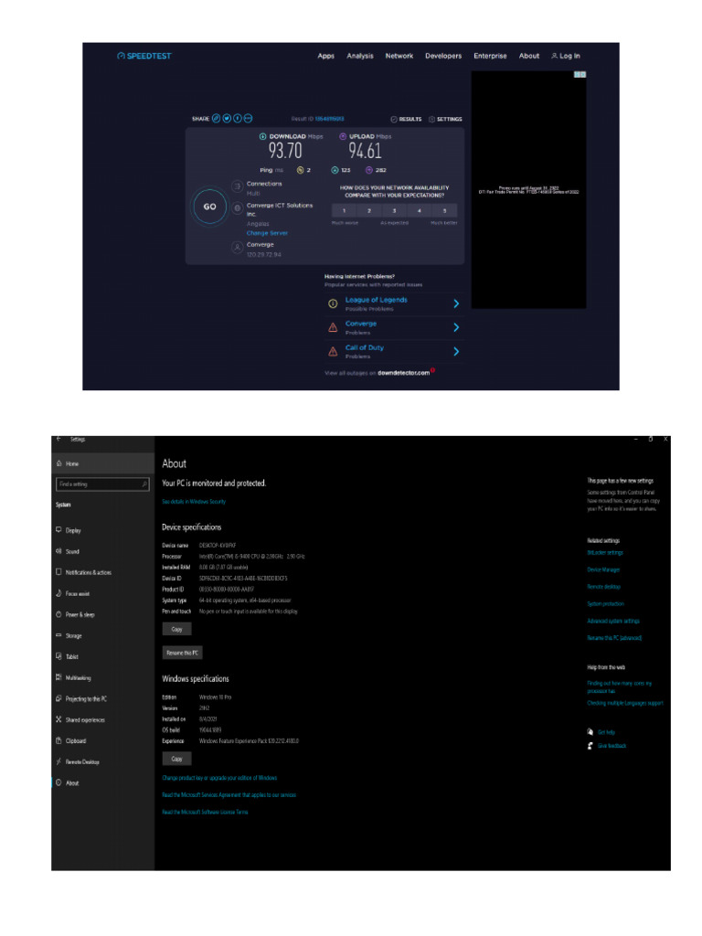Comp Specs and Speed Test | PDF