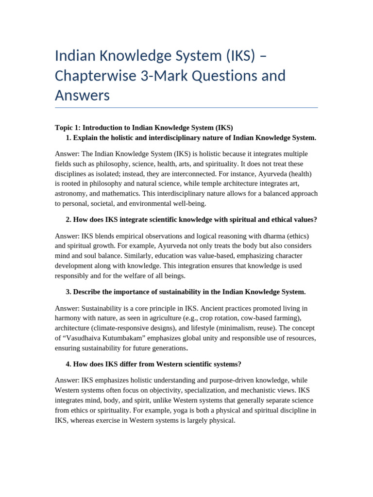 Indian Knowledge System: Key Concepts & Relevance | PDF | Vedas | Knowledge
