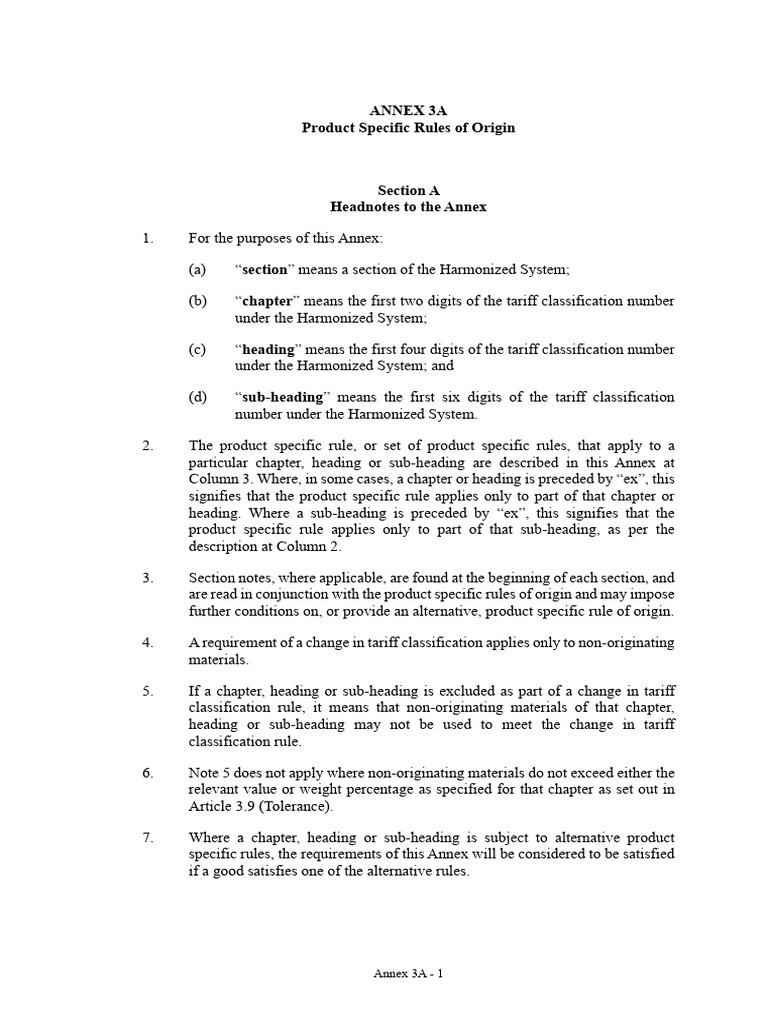 Product-Specific Rules of Origin Guide | PDF | Textiles | Drink