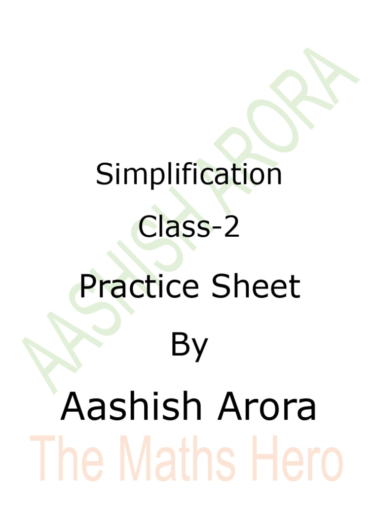 Maths Hero Simplification 2 Practice Sheet | PDF