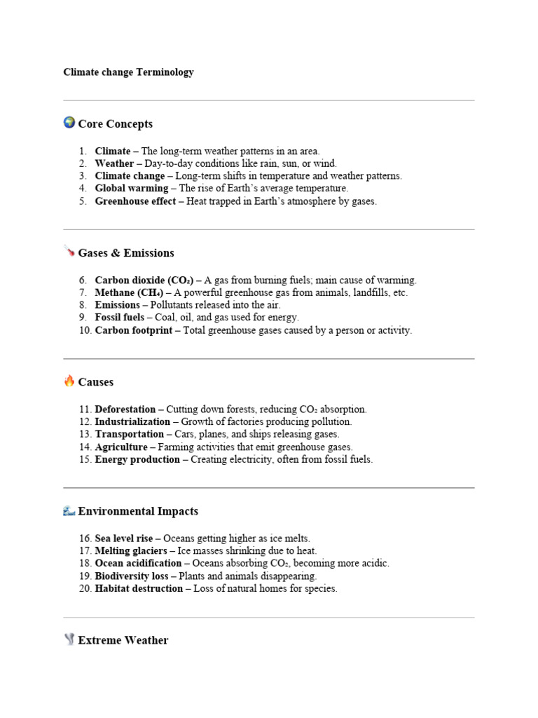 Climate Change Terminology Guide | PDF | Climate Change | Greenhouse Gas