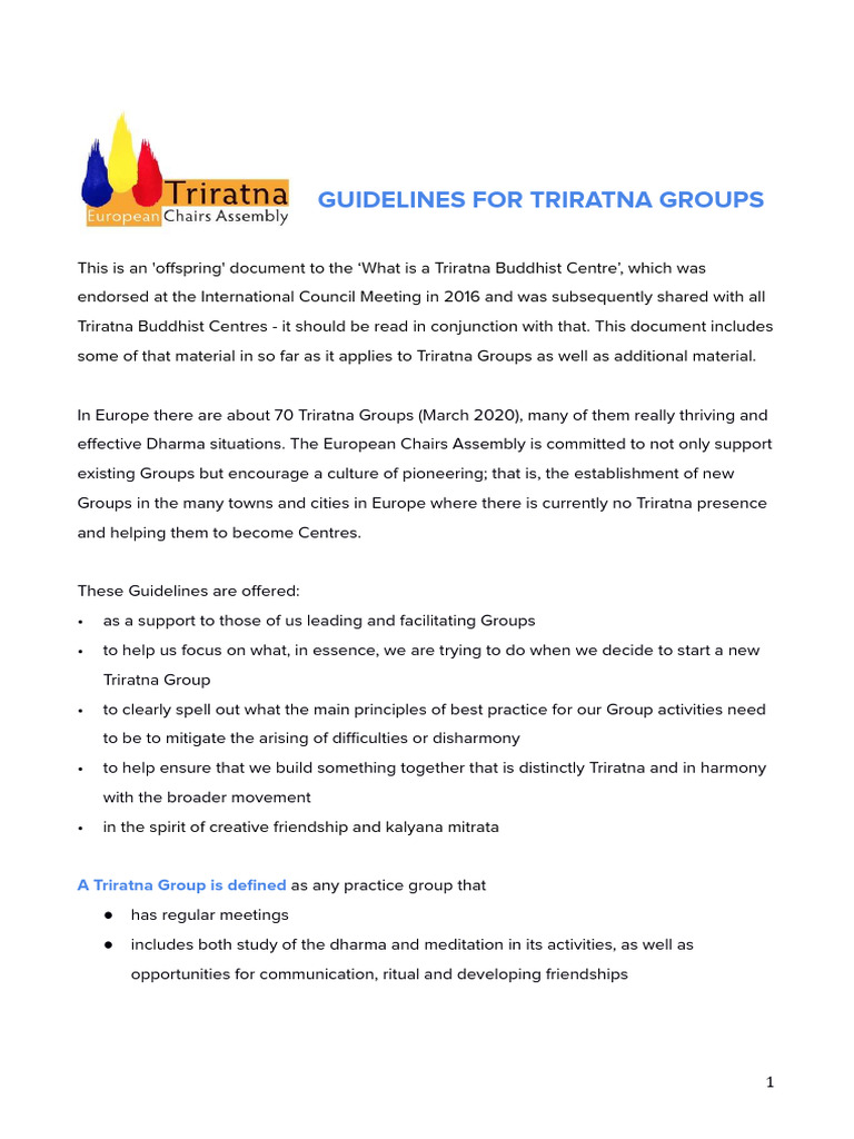 Triratna Group Guidelines for Leaders | PDF | Spirituality | Buddhist ...
