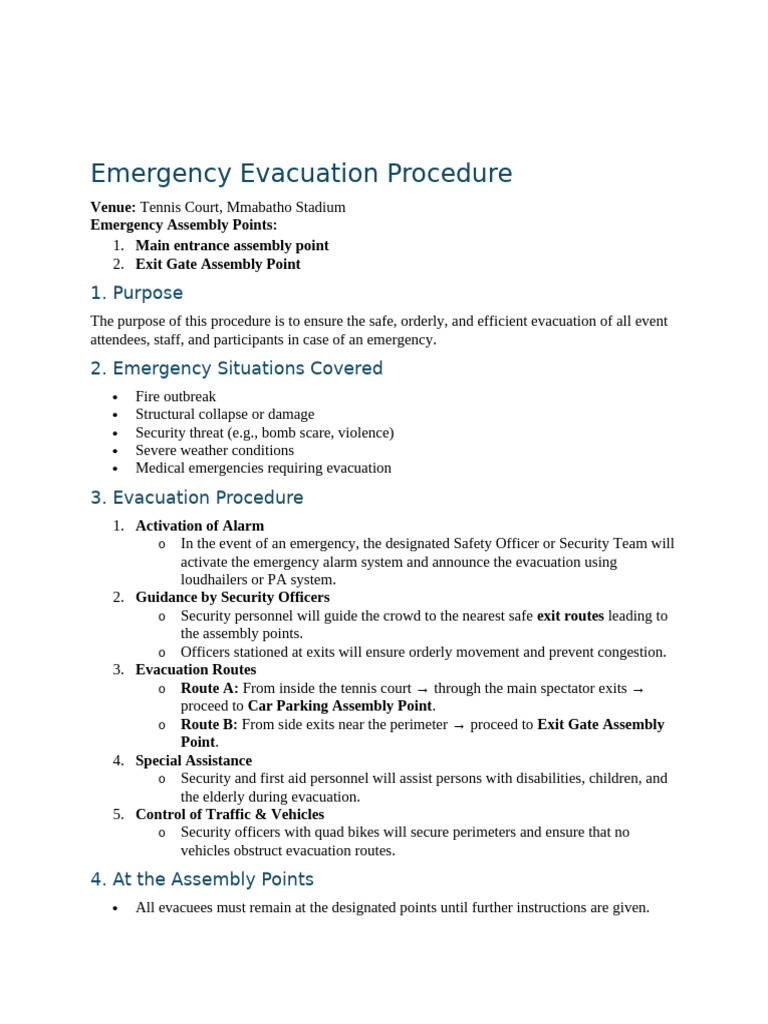 Emergency Evacuation Procedure Guide | PDF