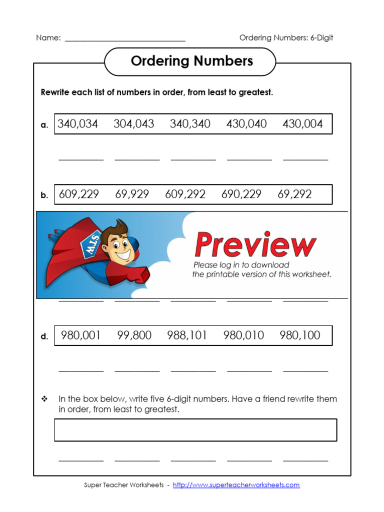 Ordering Numbers 6 Digit | PDF