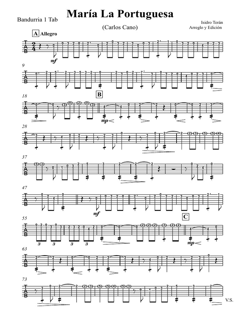 María La Portuguesa RODALLA CACHON - Bandurria 1 Tab | PDF