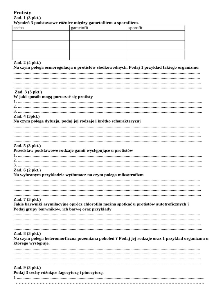 Protisty 1 | PDF
