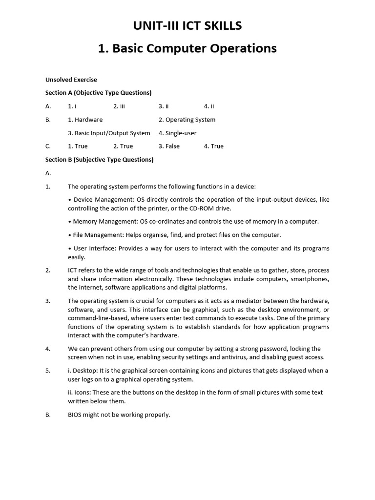 Class 10 ICT Question - Answers | PDF | Operating System | Computer Virus