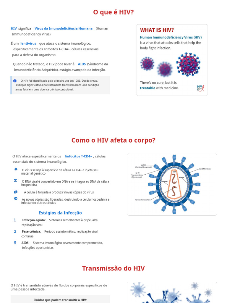 Entendendo o HIV: Transmissão e Tratamento | PDF | HIV | HIV/AIDS