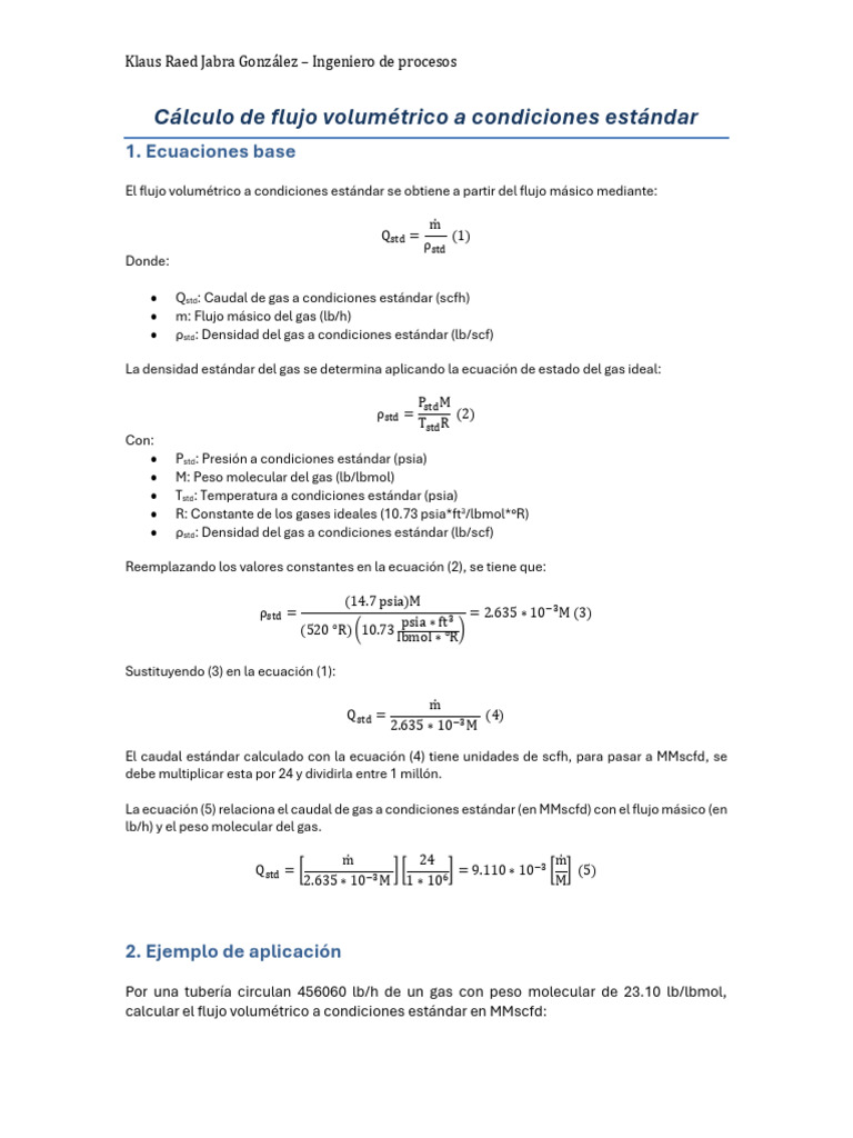 Cálculo Del Caudal Volumétrico de Gas | PDF | Gases | Densidad