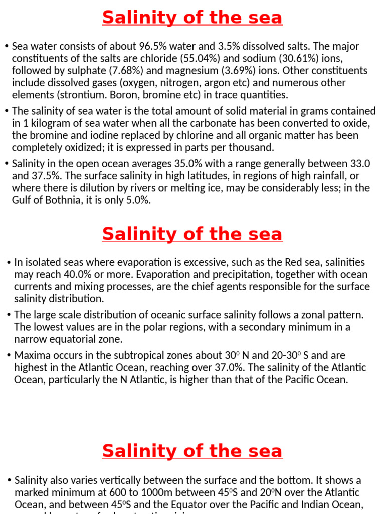 Salinity of The Sea | PDF