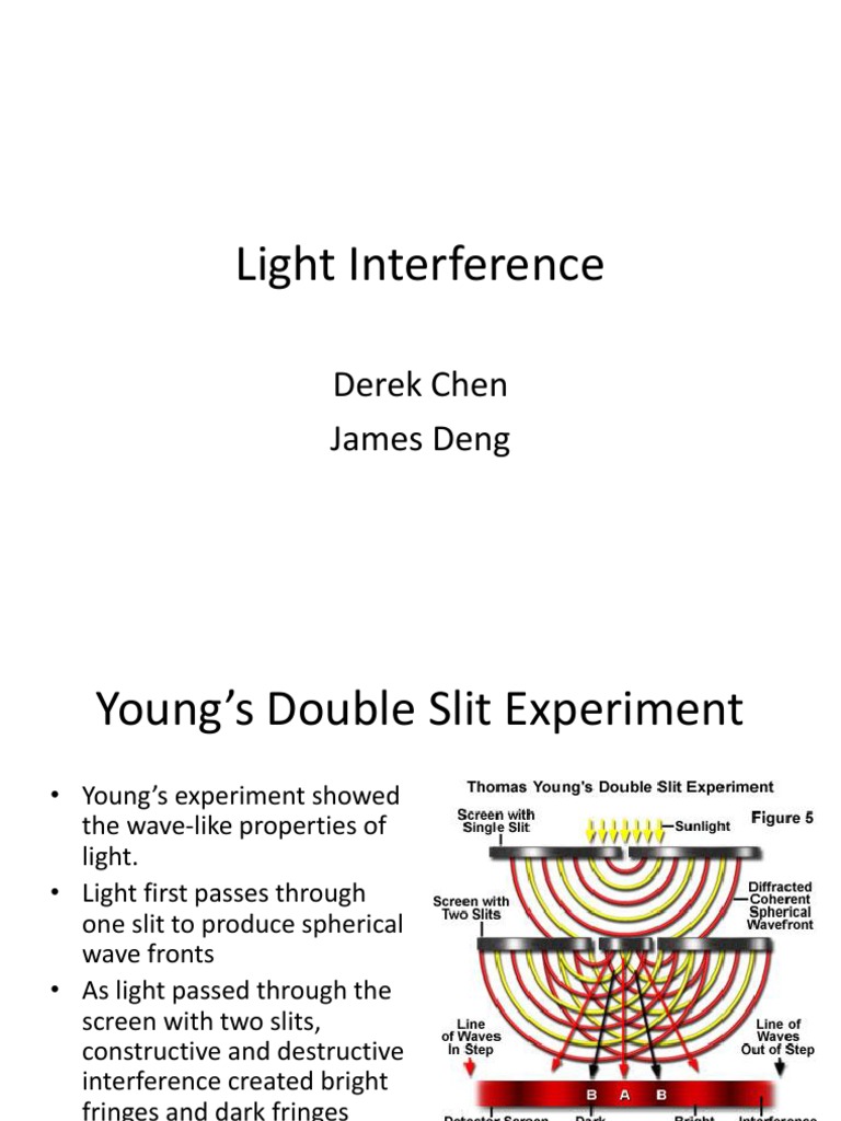 Light Interference: Derek Chen James Deng | PDF | Teaching Methods ...