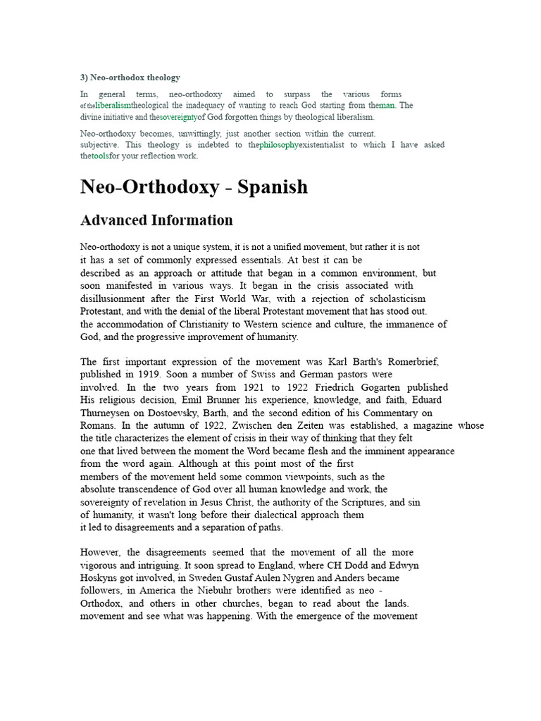 Liberalism and Neo-Orthodoxy | PDF | Revelation | God