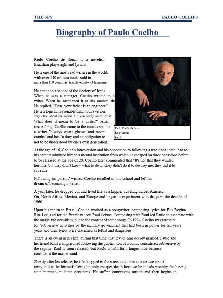 The Spy: A Biography of Paulo Coelho | PDF