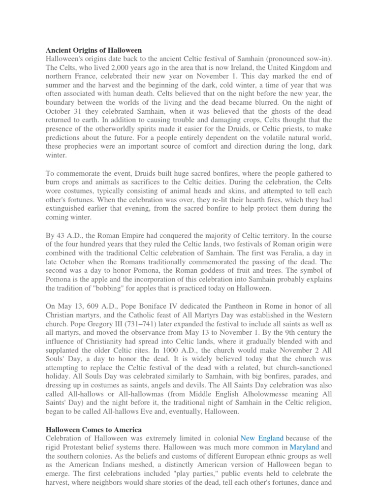 Ancient Halloween Traditions Explained | PDF | Social Science