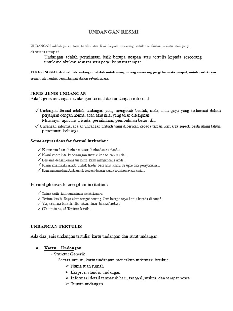 Panduan Lengkap Jenis Undangan Resmi | PDF