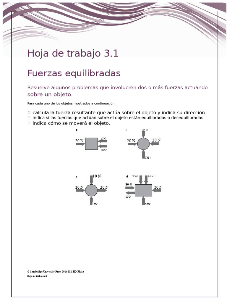 Hoja de Trabajo de Física IGCSE 3.1 | PDF