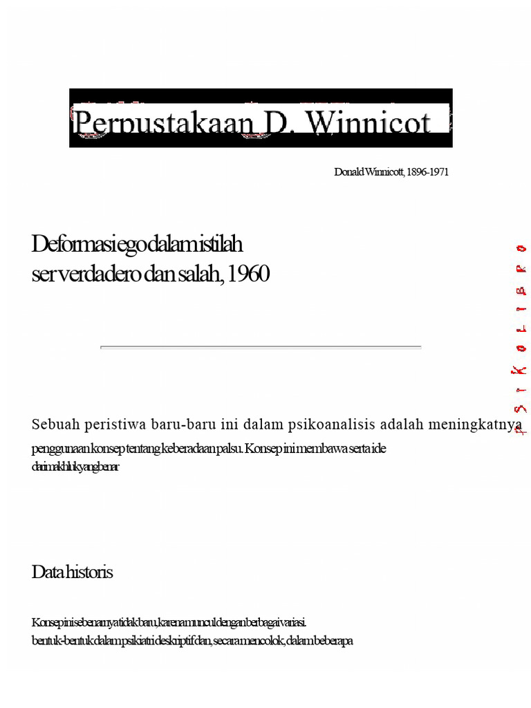 Winnicott - Deformasi Ego Dalam Istilah Diri Yang Benar Dan Palsu | PDF