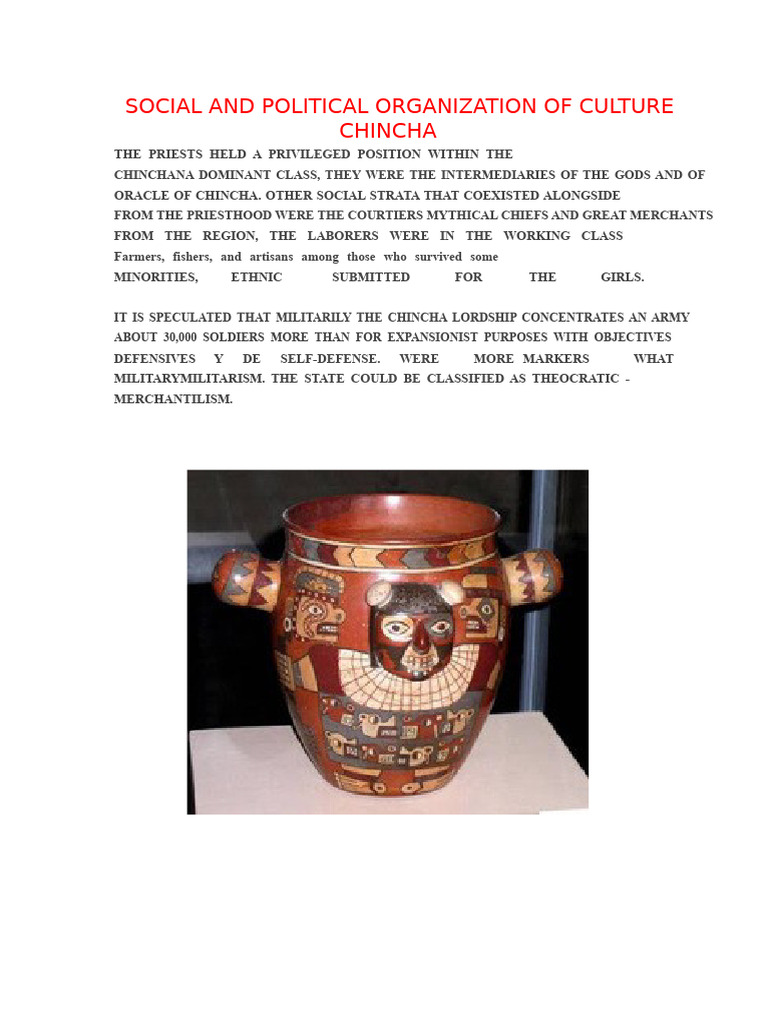Social Political Organization of The Chincha Culture | PDF | Social ...