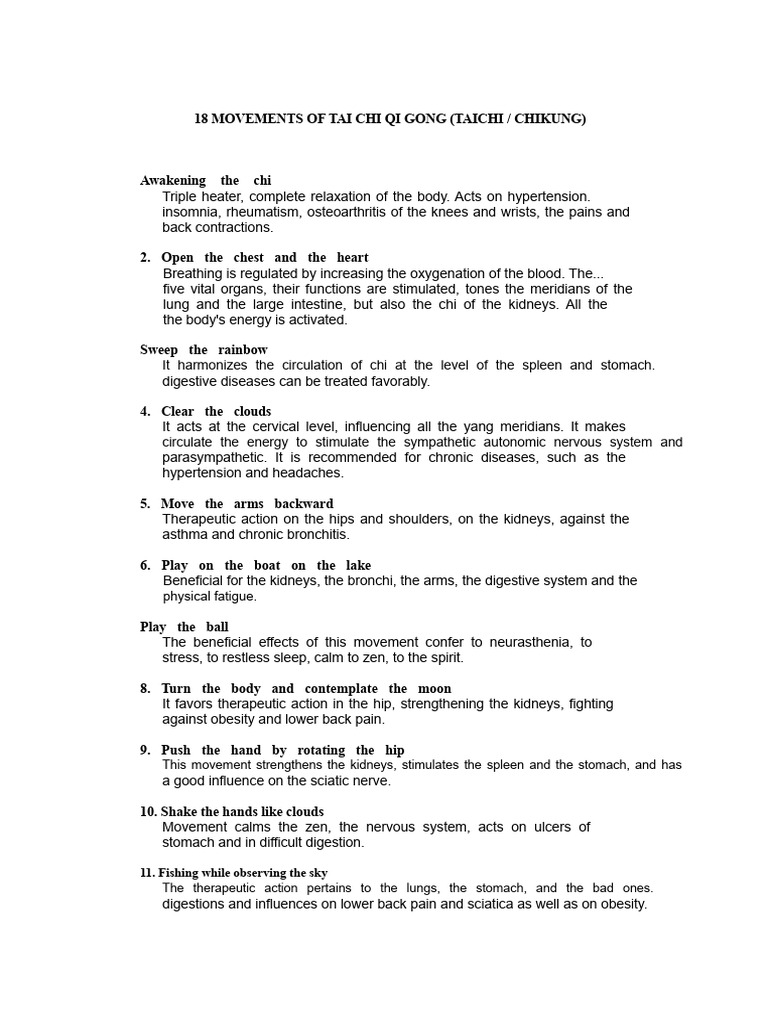 18 Tai Chi Movements for Health Benefits | PDF | Relaxation (Psychology ...