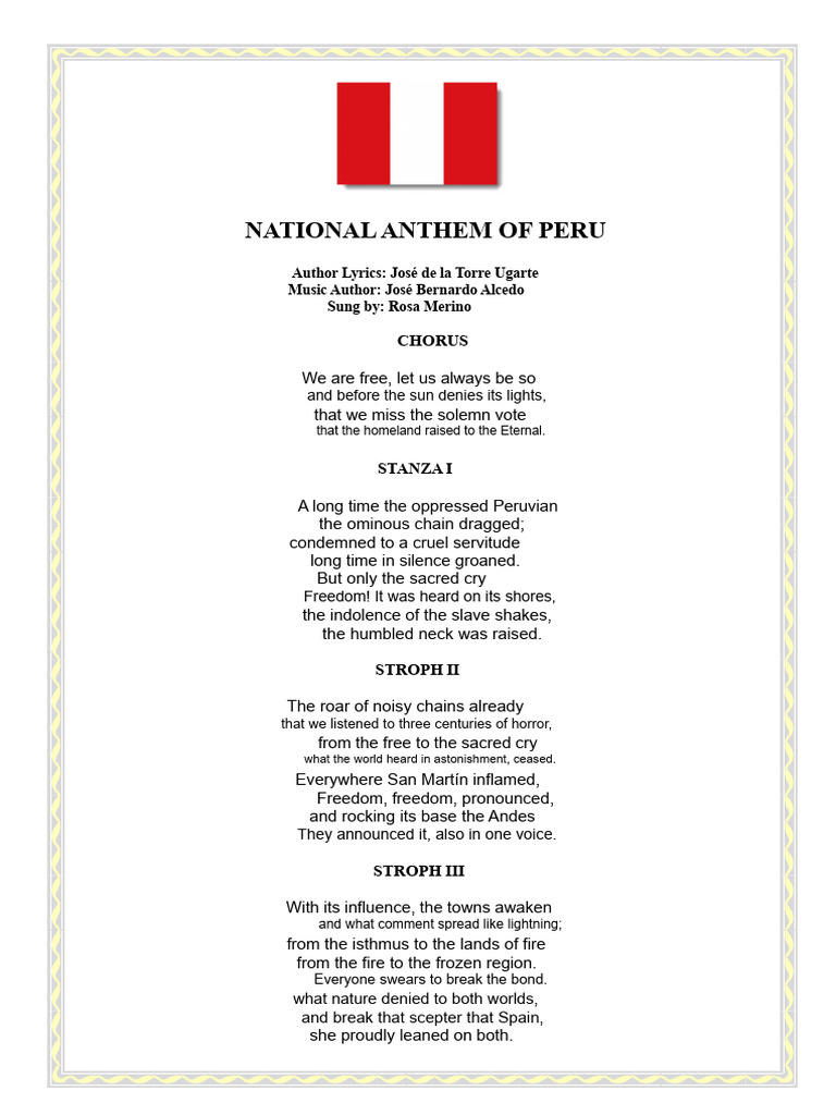 Peru's National Anthem Lyrics Explained | PDF | Peru | Patriotic Songs