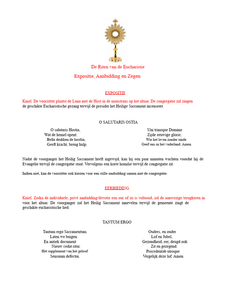 De Ritus Van Eucharistische Aanbidding | PDF