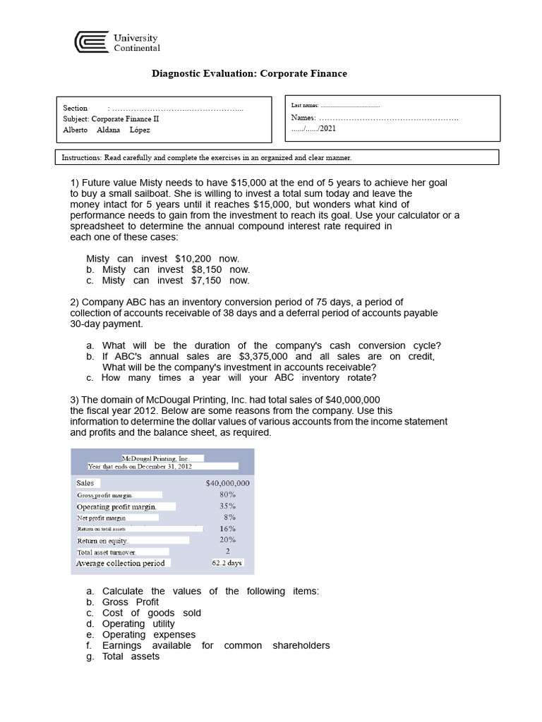Diagnostic Evaluation of Corporate Finance Ii 2021-10 | PDF | Cost Of Capital | Private Sector