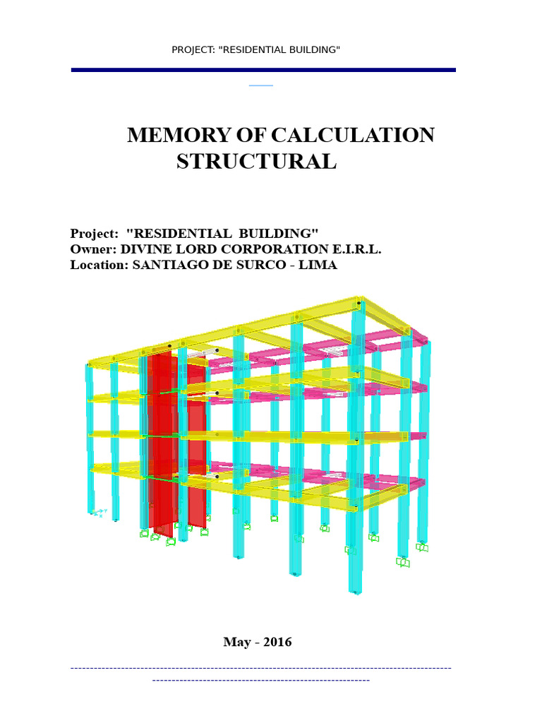 Calculation Memory 4 Floors | PDF | Beam (Structure) | Masonry