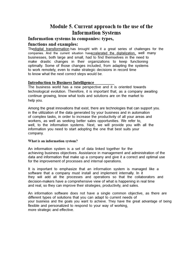 Module 5. Current Approach To The Use of Information Systems | PDF ...