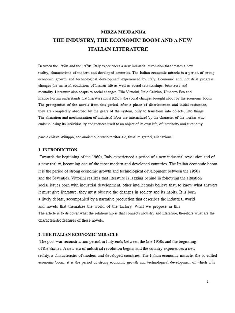 Italian Economic Boom and Literature | PDF | Italy | Labour Economics