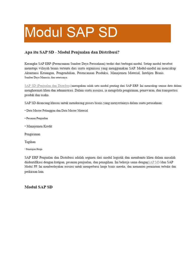 Panduan Lengkap Modul SAP SD | PDF