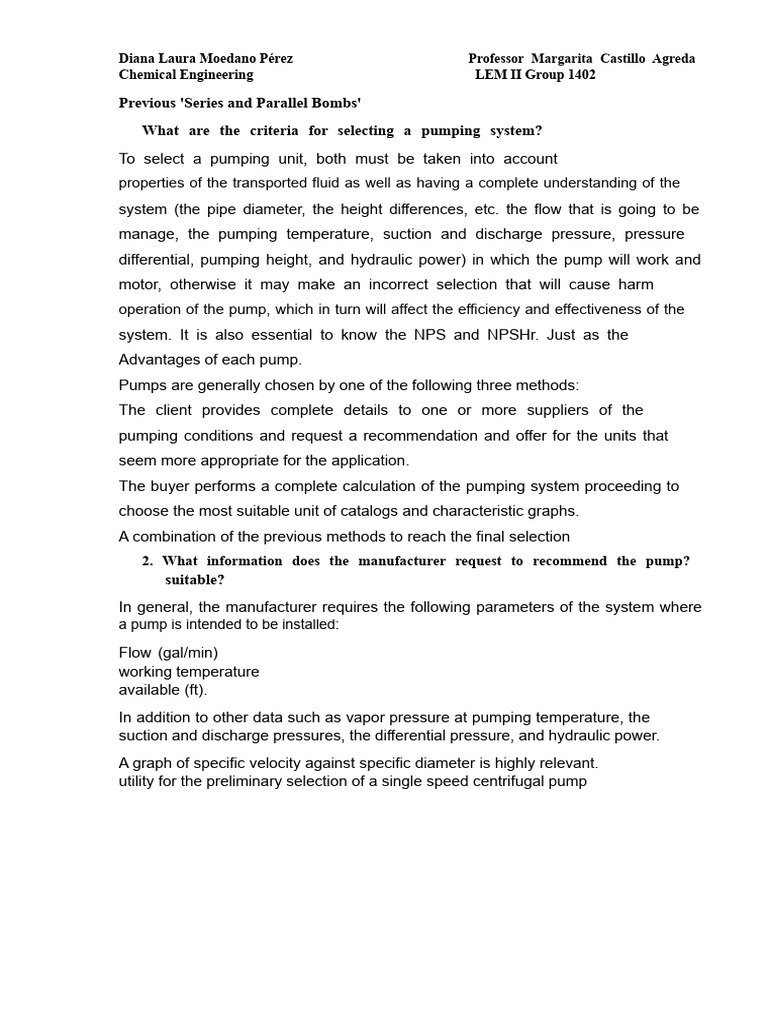 Previous Series and Parallel Pumps | PDF | Pump | Continuum Mechanics