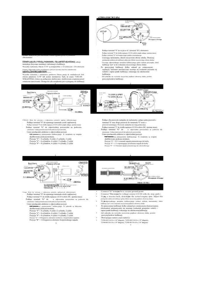 Instrukcje Instalacji Tachometru Datcon PDF | PDF