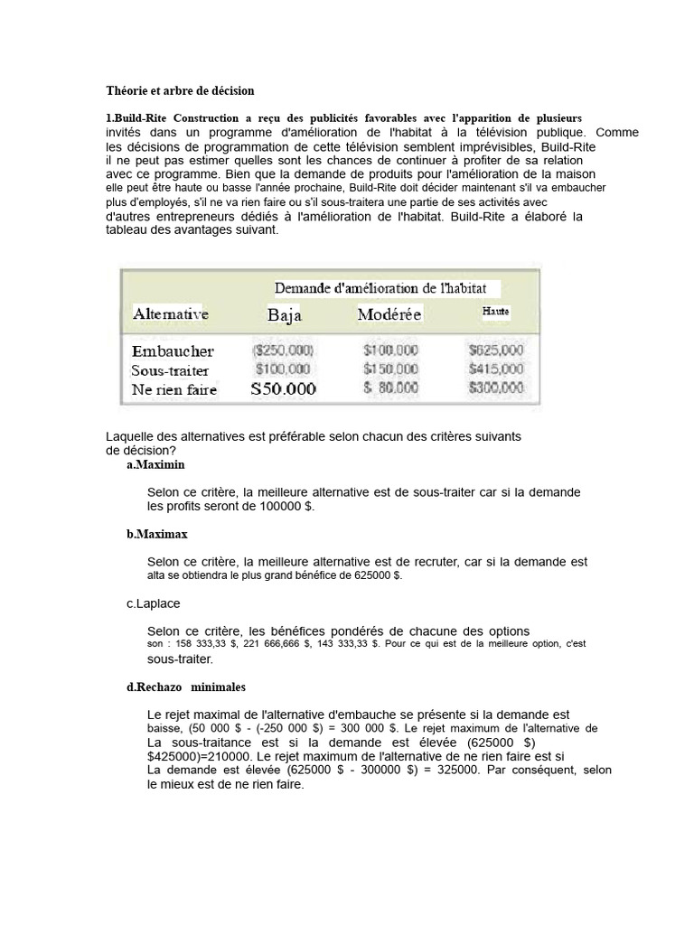 Arbre de décision et choix stratégiques | PDF